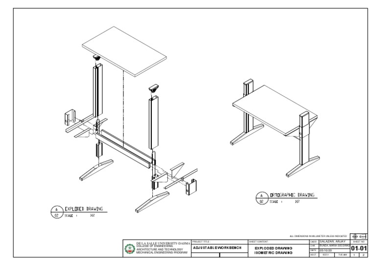 Adjustable Workbench Exploded Drawing Isometric Drawing: de La Salle ...
