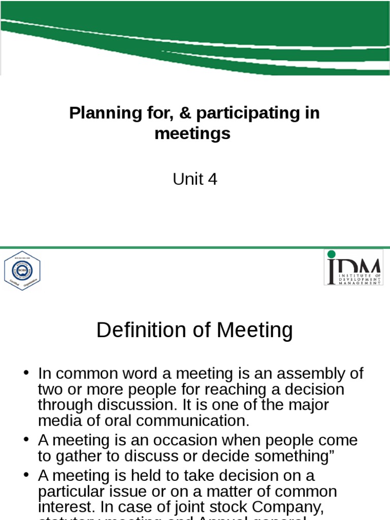 Effective Meetings: A Guide to Planning For and Participating in ...