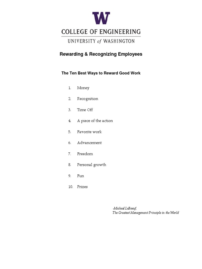 Rewarding & Recognizing Employees: The Ten Best Ways To Reward Good ...