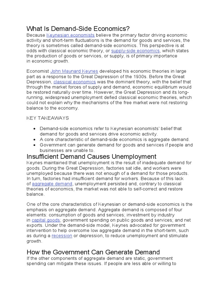 What Is Demand-Side Economics?: Keynesian Economists | PDF | Keynesian ...