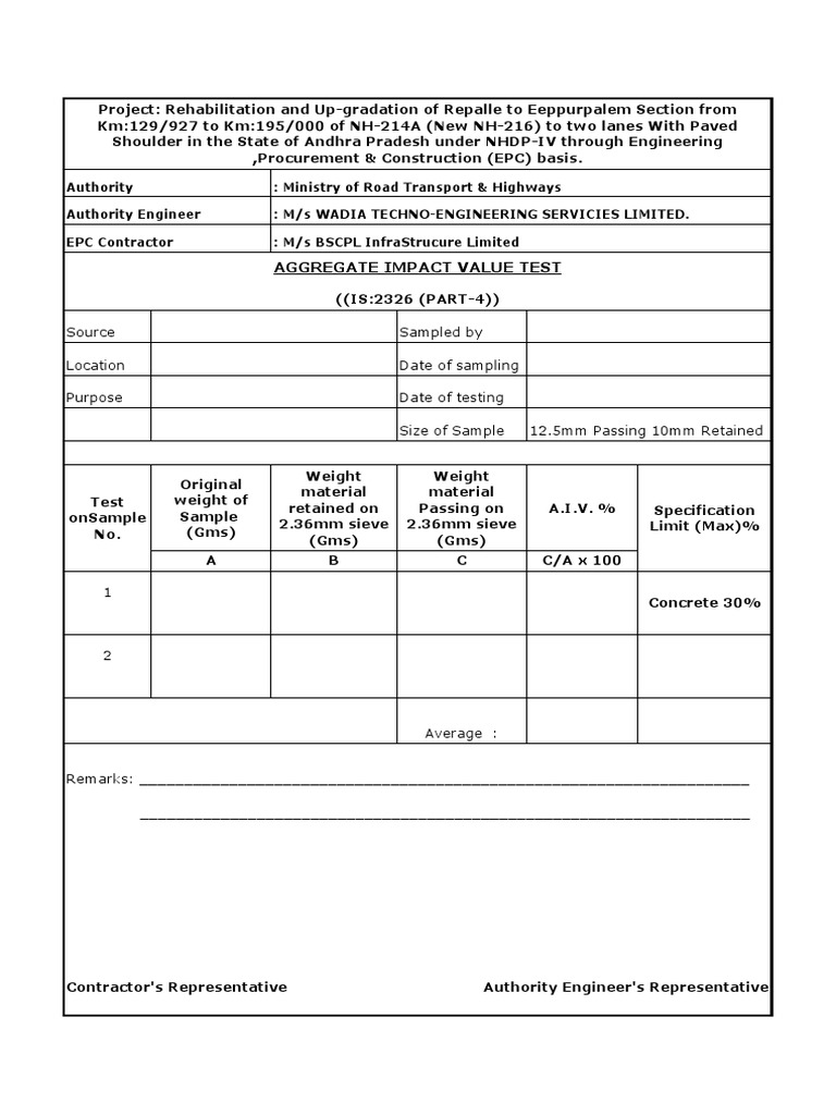 Aggregate Impact Value Test | PDF