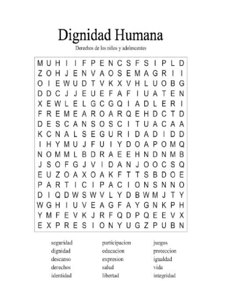Sopa de Letras Dignidad Humana | PDF