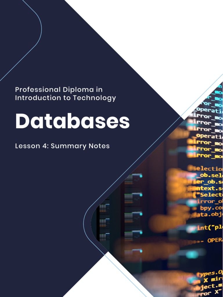 Databases: Professional Diploma in Introduction To Technology | PDF | Relational Database ...