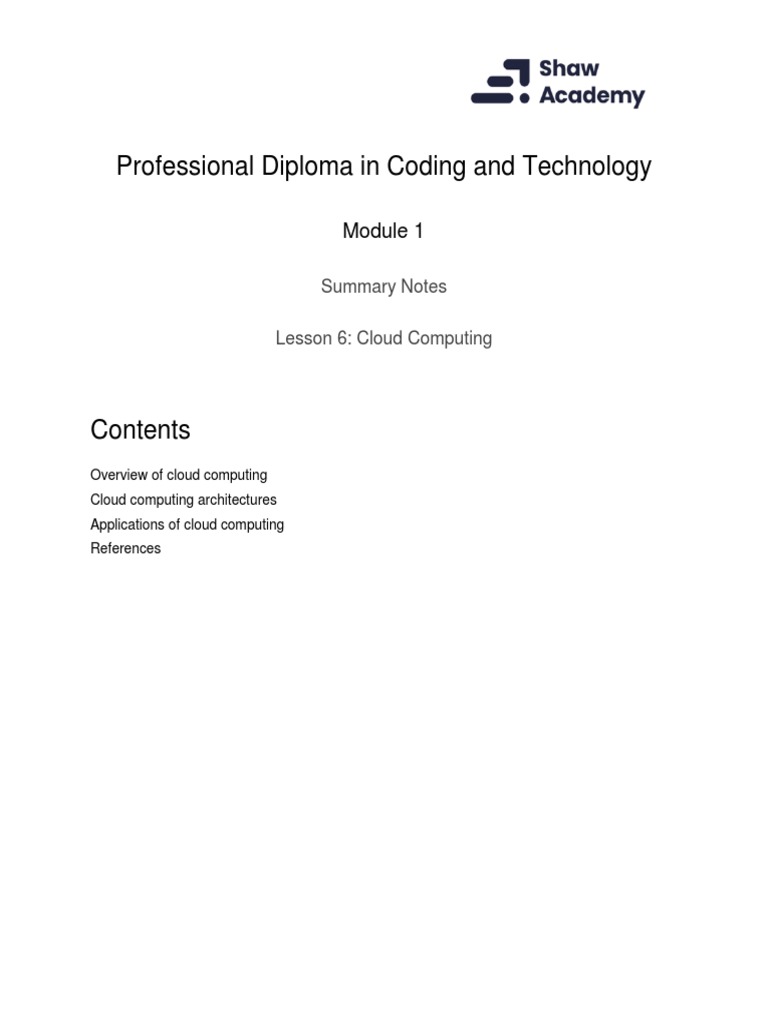 Professional Diploma in Coding and Technology: Summary Notes | PDF ...