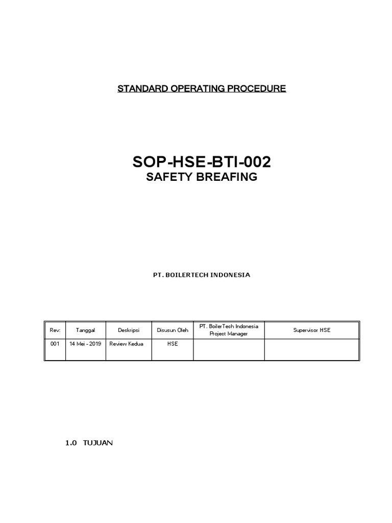 002 - SOP Safety Breafing | PDF