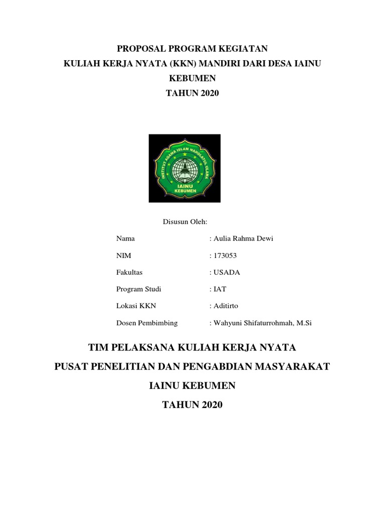 Proposal KKN Mandiri 2020 | PDF