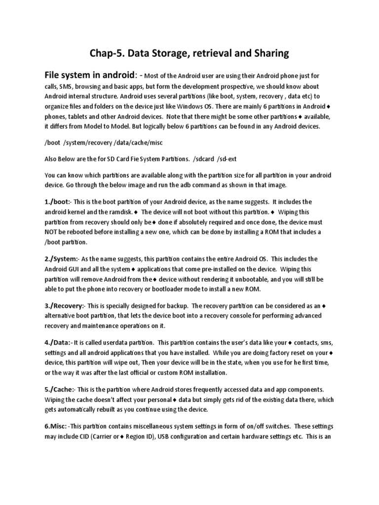 Chap-5. Data Storage, Retrieval and Sharing: File System in Android | PDF | Android (Operating ...