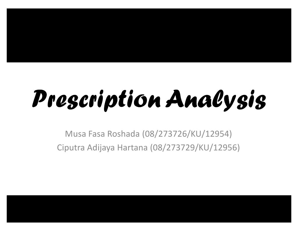 Prescription Analysis | Pharmacy | Pharmaceutical Sciences