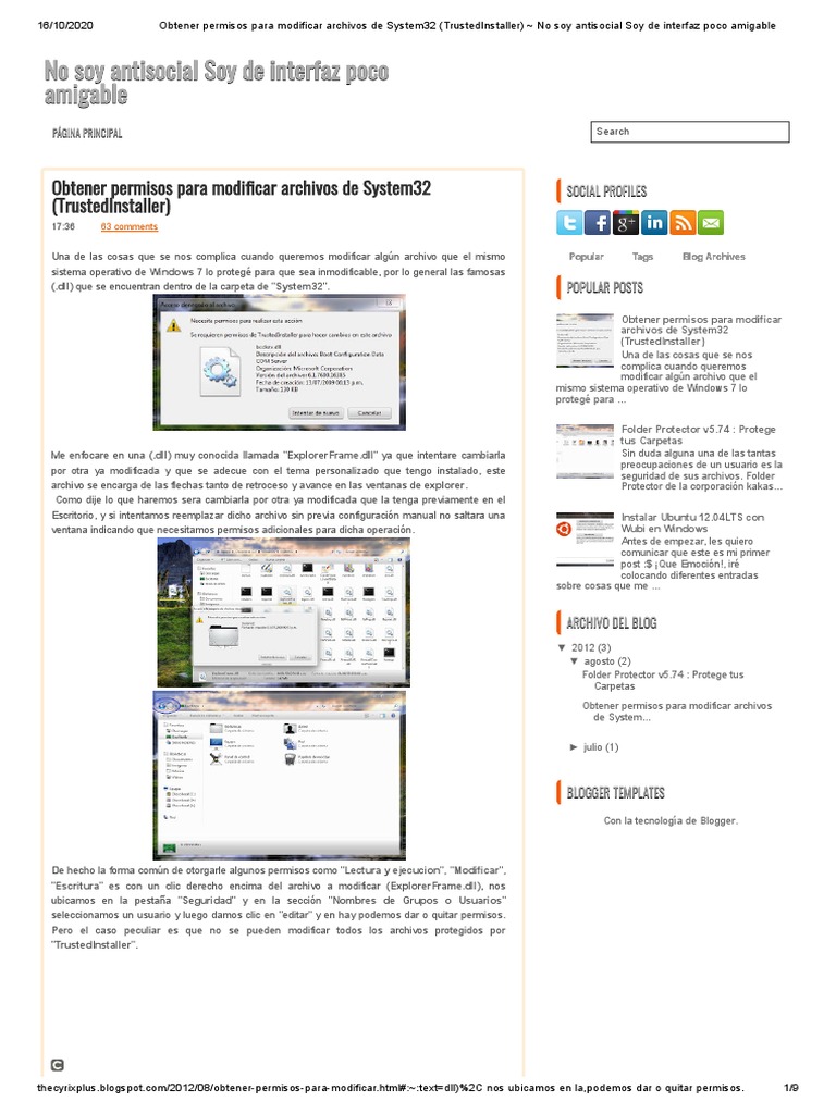 Obtener Permisos para Modificar Archivos de System32 (TrustedInstaller ...
