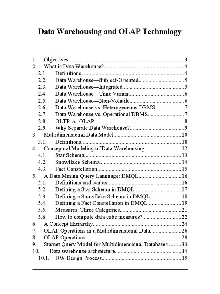 Data Warehousing and OLAP Technology | PDF | Data Warehouse | Information Science