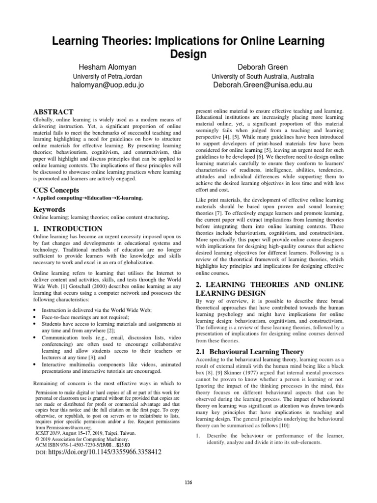 Learning Theories: Implications For Online Learning Design | PDF ...