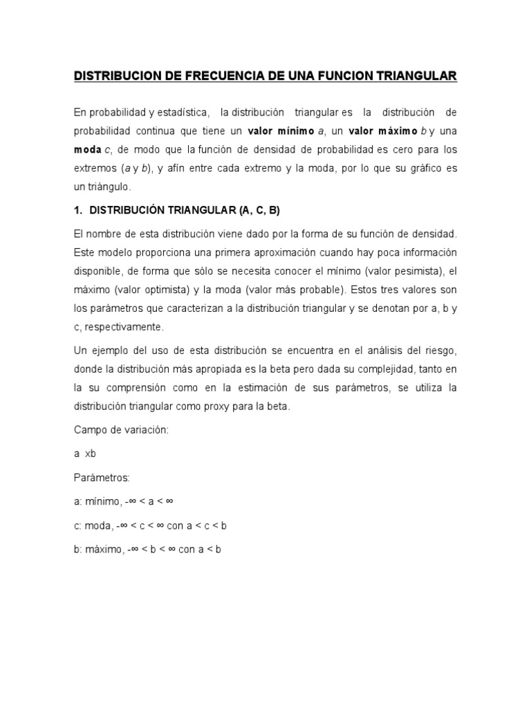 Distribucion de Frecuencia de Una Funcion Triangular | PDF ...