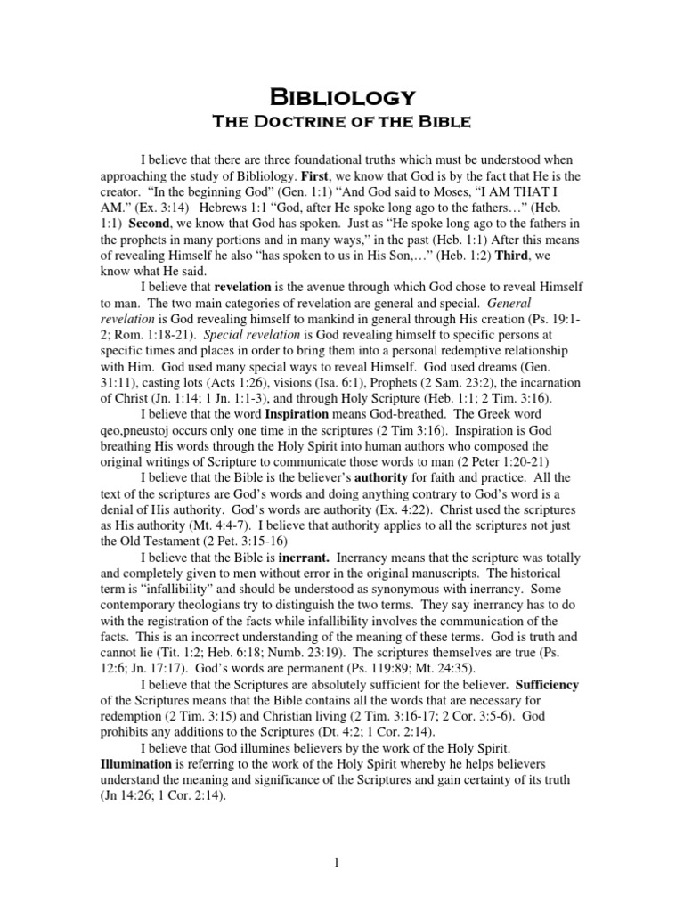 Bibliology: The Doctrine of The Bible | PDF | Biblical Inerrancy | Rapture