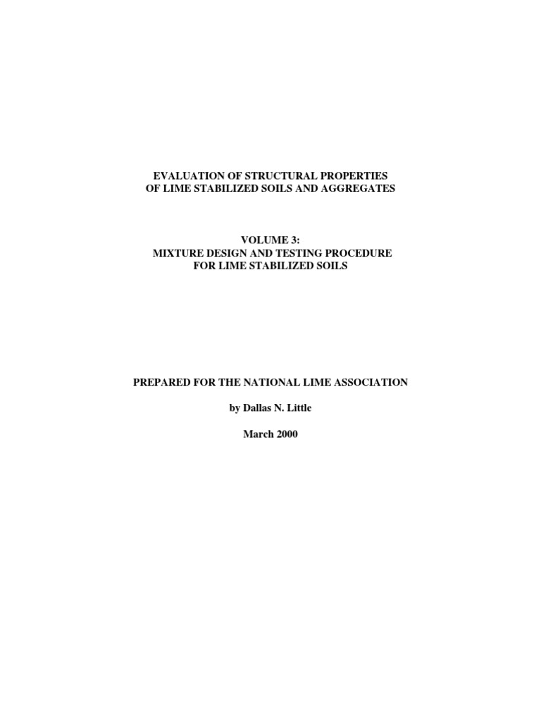 Mixture Design and Testing Procedure For Lime Stabilized Soils PDF ...