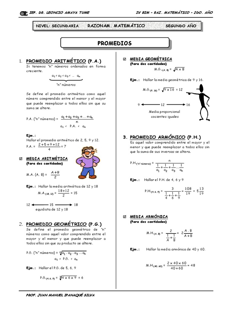 IV Bim - 2do. Año - RM04 - Promedios | PDF | Aritmética | Números