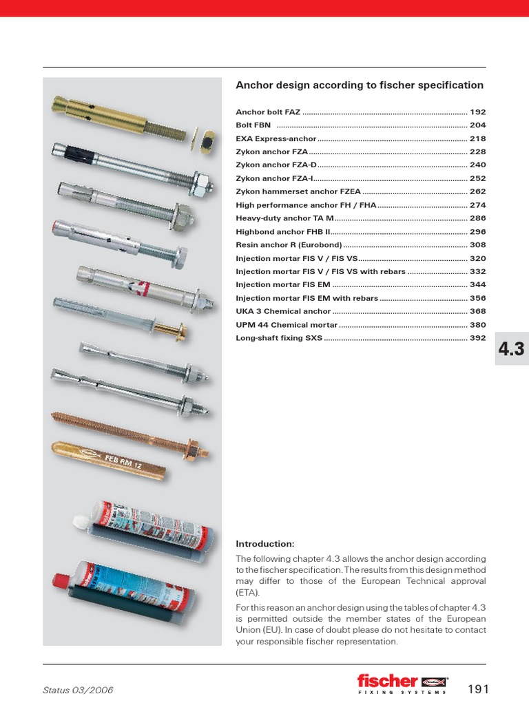 Guide to Anchor Design According to Fischer Specifications | PDF ...
