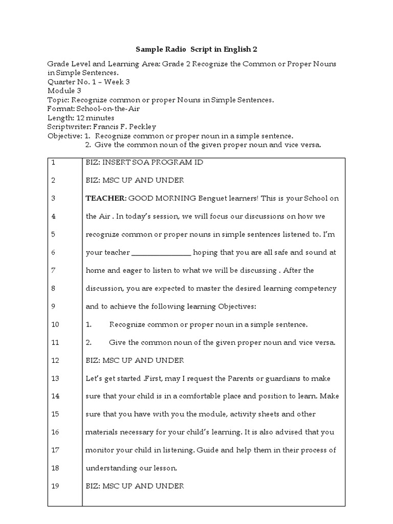 Sample Radio Script in English 2 | PDF | Pedagogy | Learning
