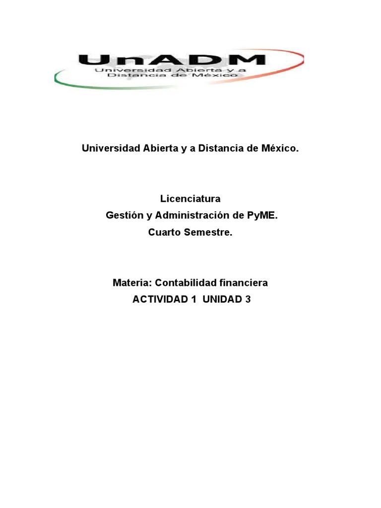 GCNF U3 A1 | PDF | Contabilidad | Servicios financieros