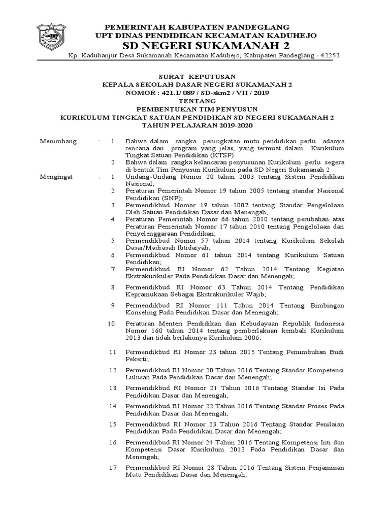 SK Tim Penyusun Kurikulum | PDF