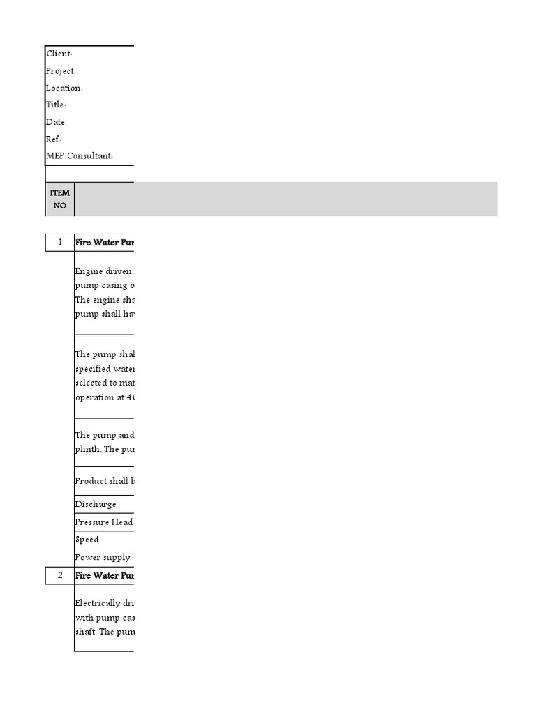 UNION HOSPITAL Fire Protection - BOQ - 311219 | PDF | Pump | Valve