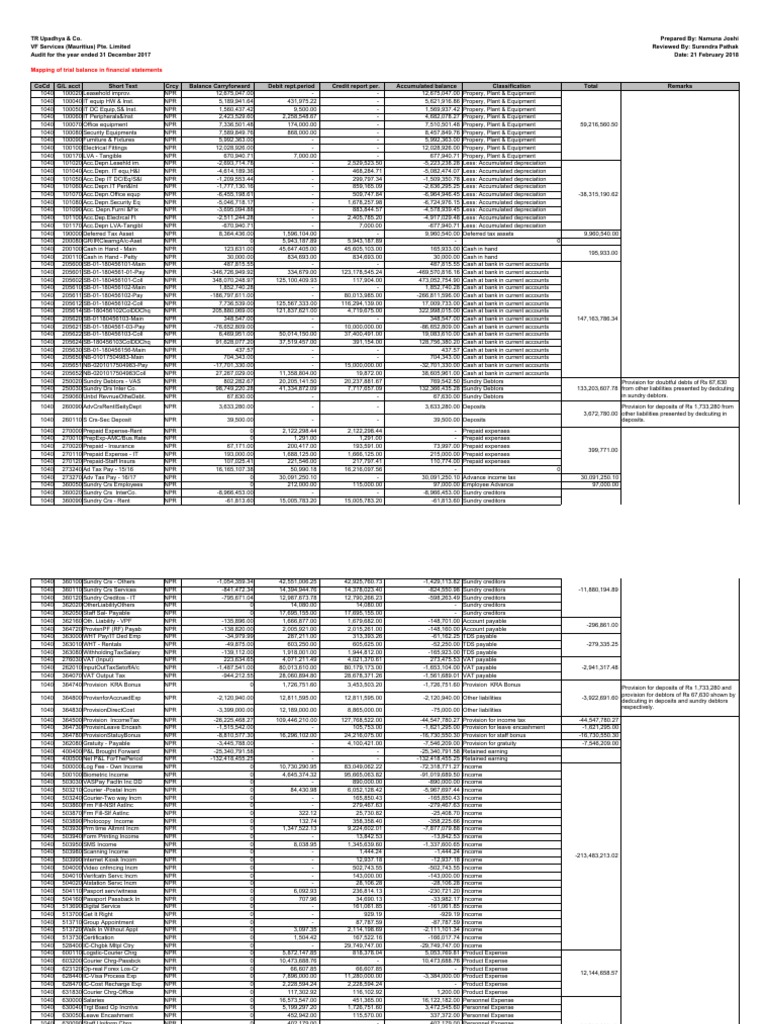 Mapping of Trial Balance in Financial Statements | Download Free PDF ...
