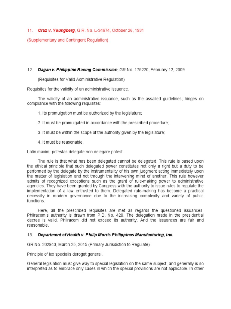 Cruz v. Youngberg, G.R. No. L-34674, October 26, 1931: 11 ...