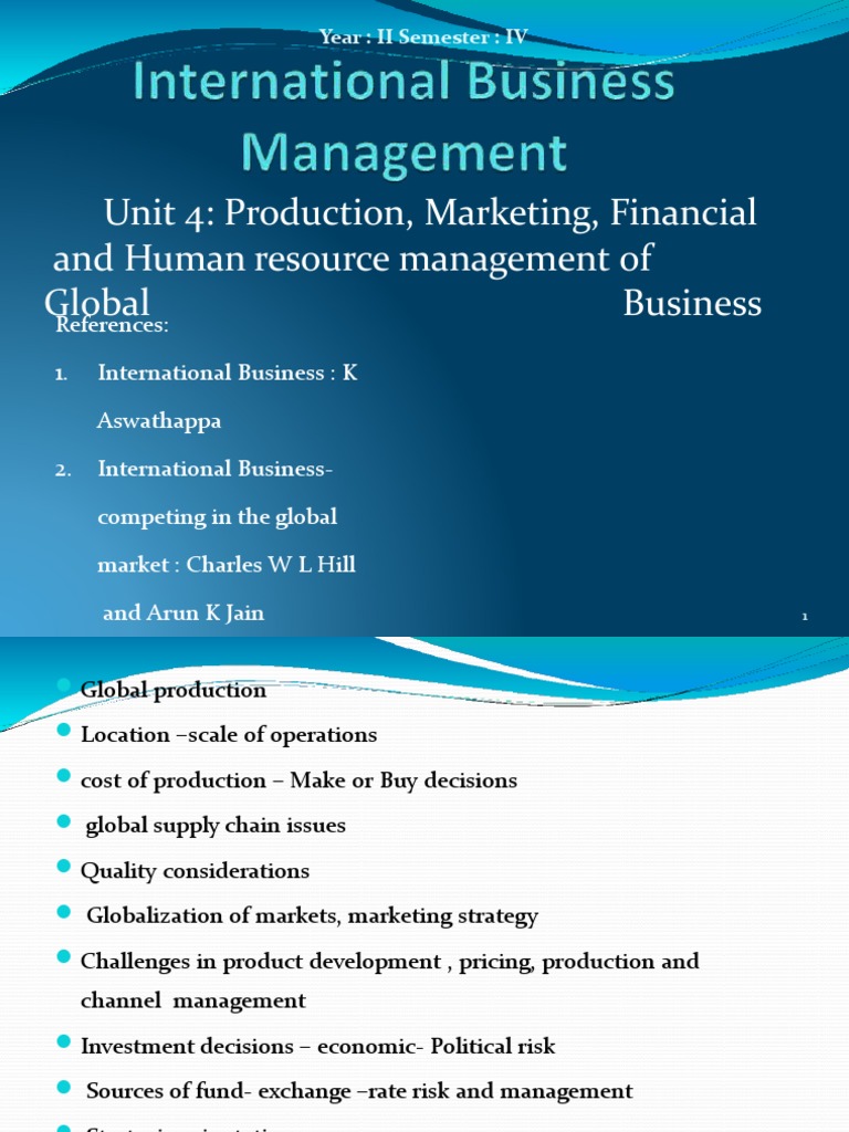 International Business Managment Unit 4 | PDF | Supply Chain Management ...