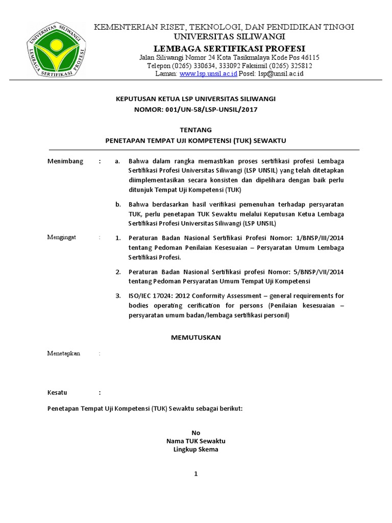 SK Penunjukan Tuk | PDF | Teknologi & Rekayasa