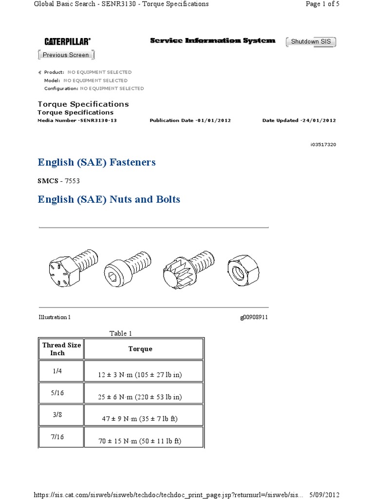 Imperial BoltTorque Settings | PDF | Nut (Hardware) | Screw