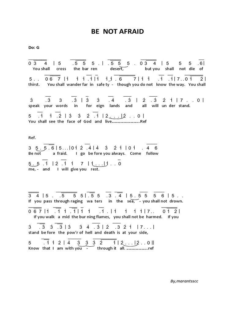 Be Not Afraid: Lyrics and Chords | PDF | Cooking, Food & Wine ...