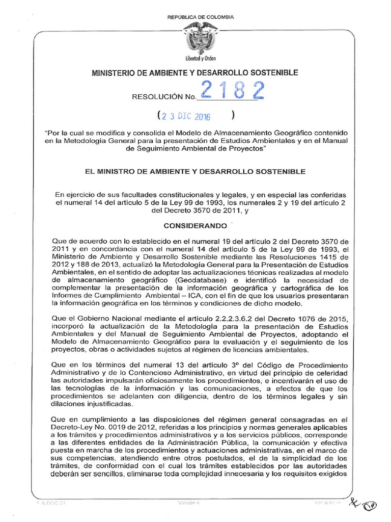 Resolución 2182 de 2016 | PDF