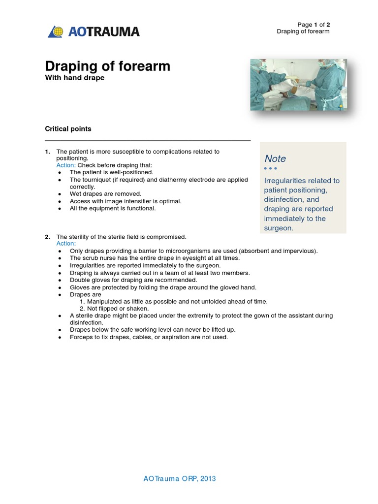 Draping of Forearm: With Hand Drape | PDF | Perioperative | Surgery