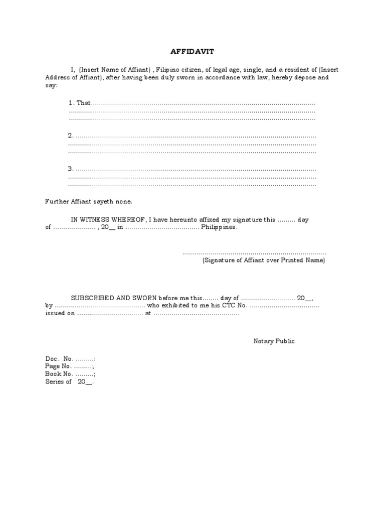 Sample Affidavit | PDF | Affidavit | Government And Personhood