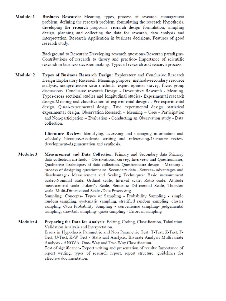 BRM - Syllabus | PDF