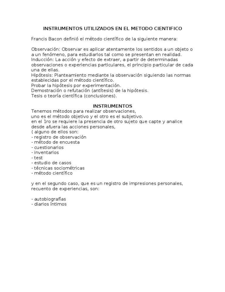 Instrumentos del Método Científico | PDF | Razonamiento inductivo ...