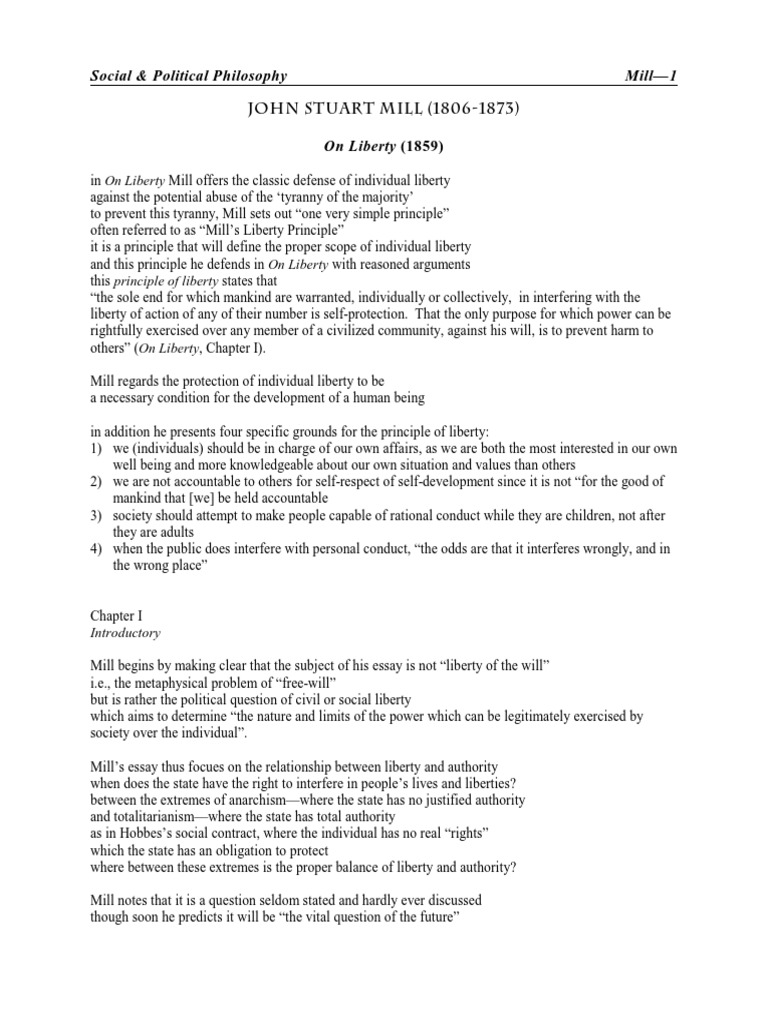 Social & Political Philosophy Mill-1 | PDF | Utilitarianism | Liberty