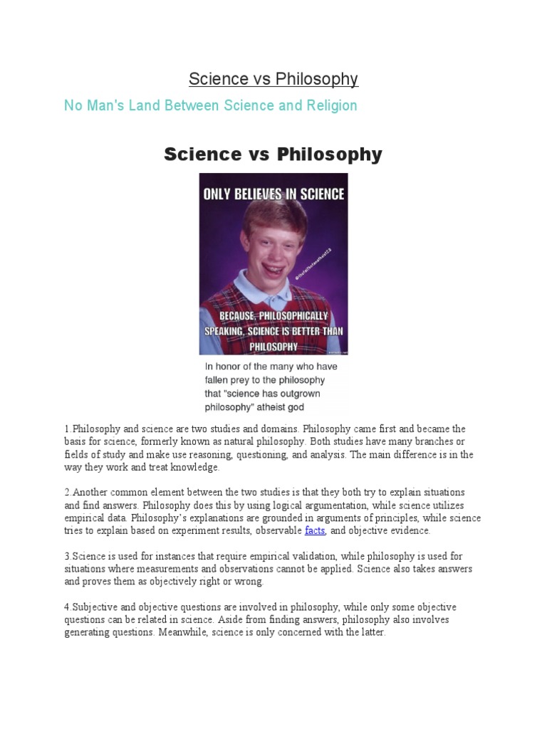 Science vs Philosophy: Key Differences | PDF | Idea | Science