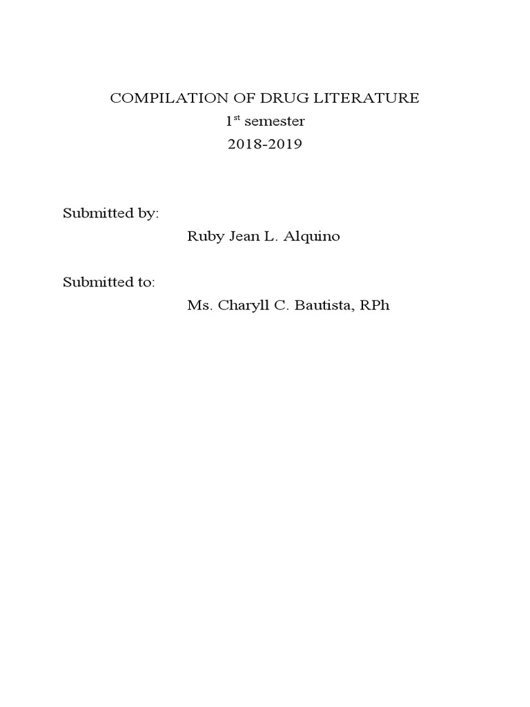 Compilation of Drug Literature 1 Semester 2018-2019 | PDF | Over The ...