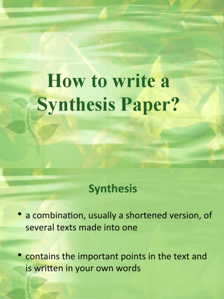 How To Write A Synthesis Paper? | PDF