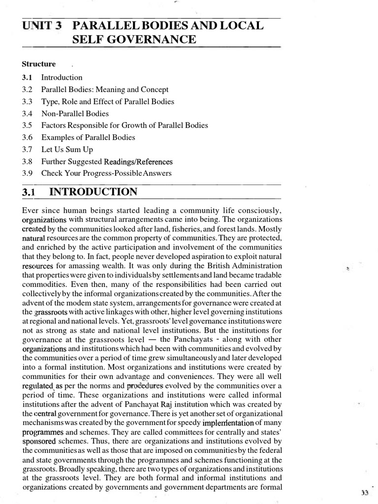 Parallel Bodies and Local Self Governance: Structure | PDF | Government ...