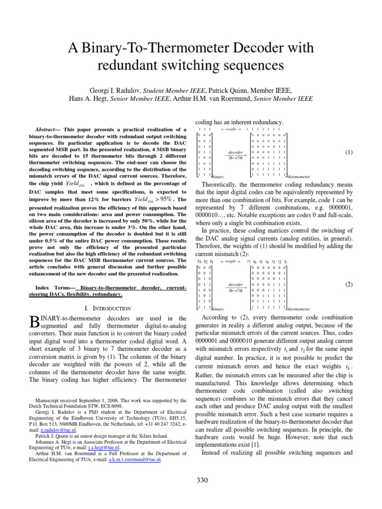 Binary Thermometer Code | PDF | Digital To Analog Converter ... Binary Thermometer Code | PDF | Digital To Analog Converter ...
