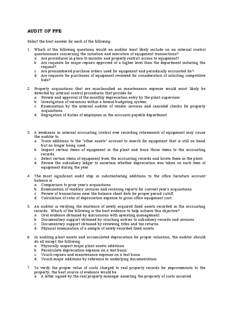 Audit of Ppe | PDF | Depreciation | Expense
