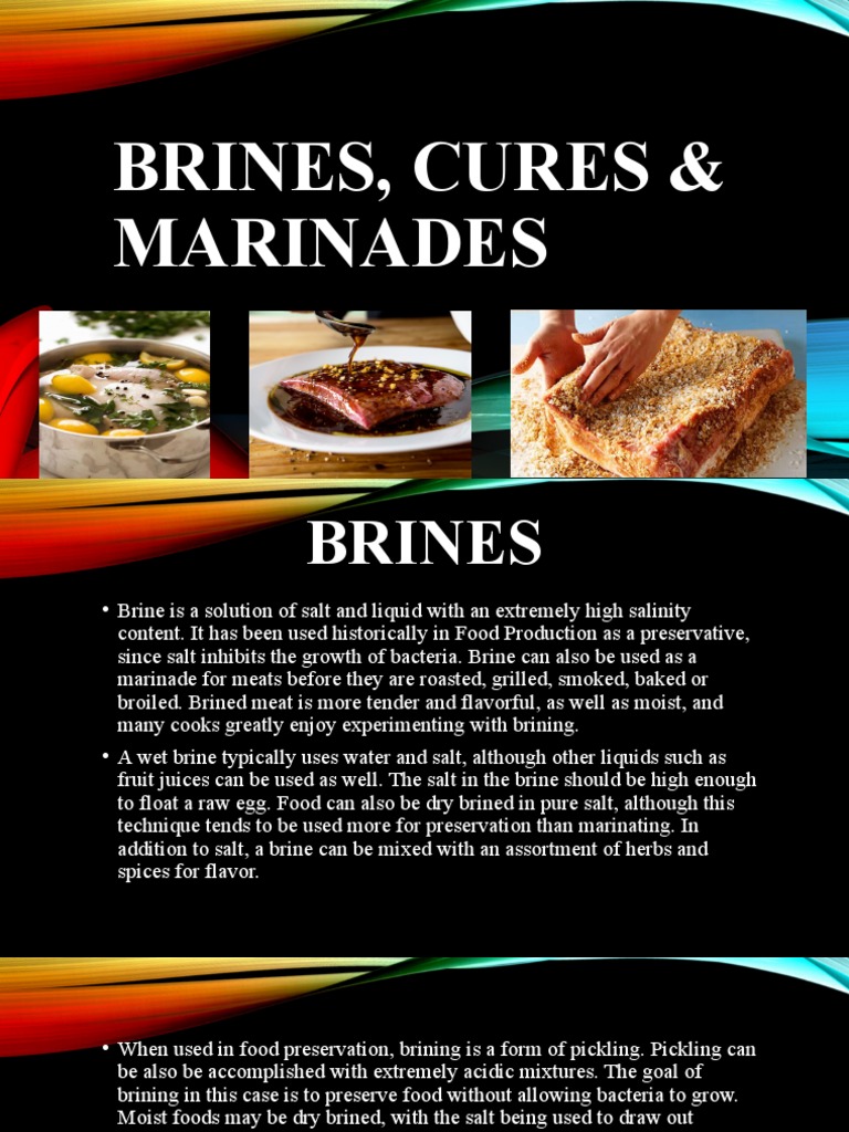 Brining, Curing & Marinades Guide | PDF | Marination | Curing (Food ...