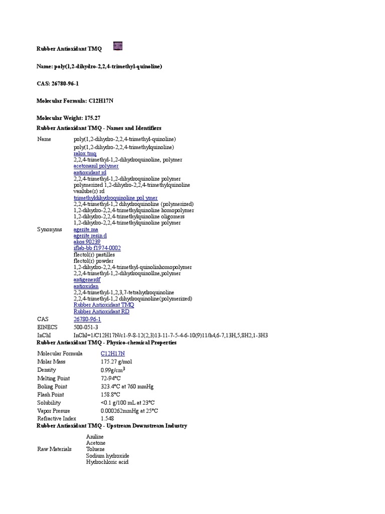 Ralox TMQ Acetonanil Polymer Antioxidant RD: Object 1 | PDF