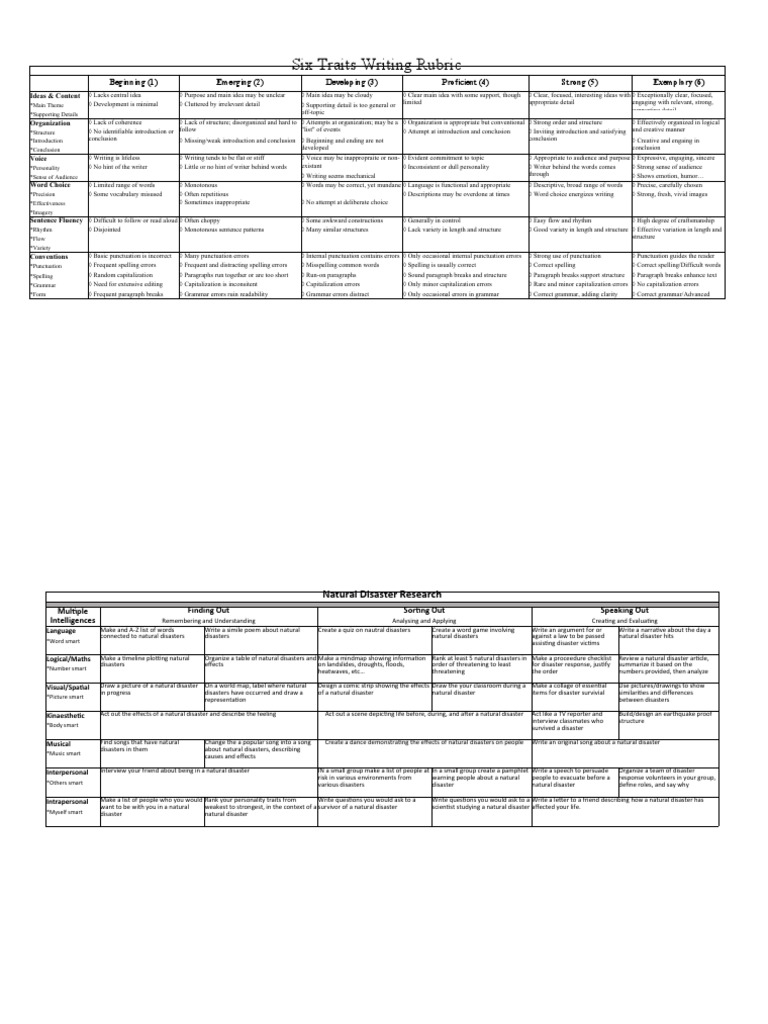 6 Traits of Writing Rubric | PDF | Spelling | Narrative