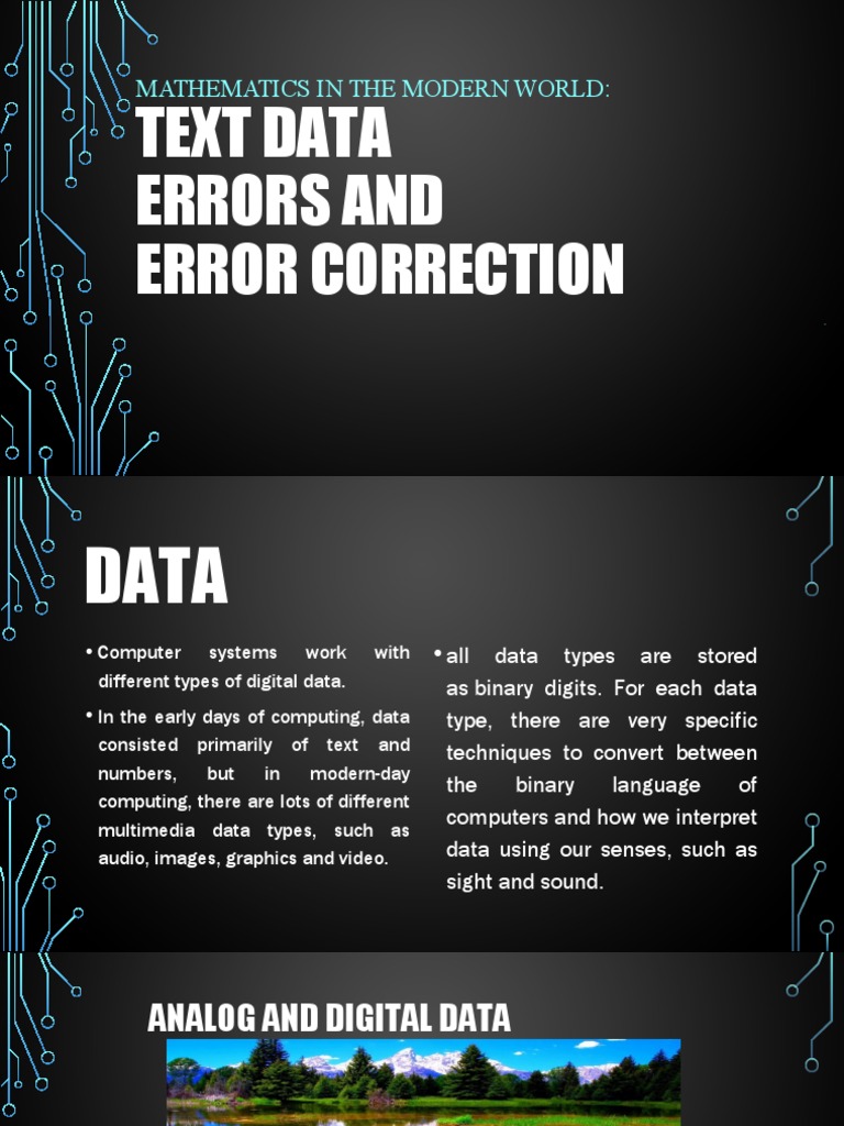 Text Data Errors and Error Correction: Mathematics in The Modern World ...