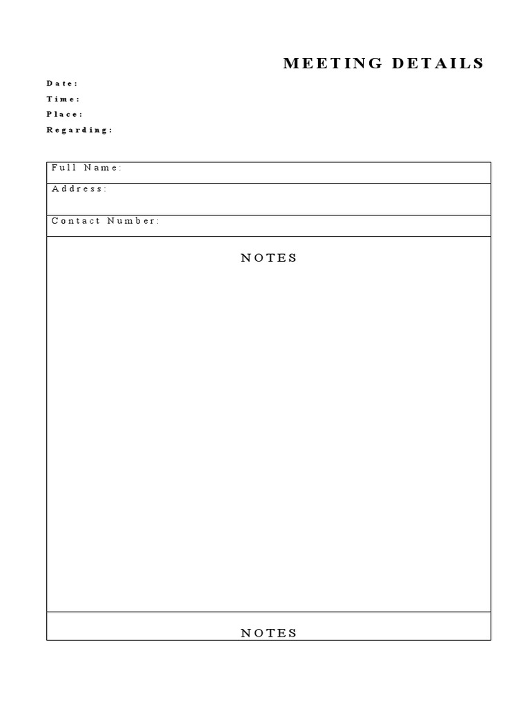 Meeting Details Template Pdf
