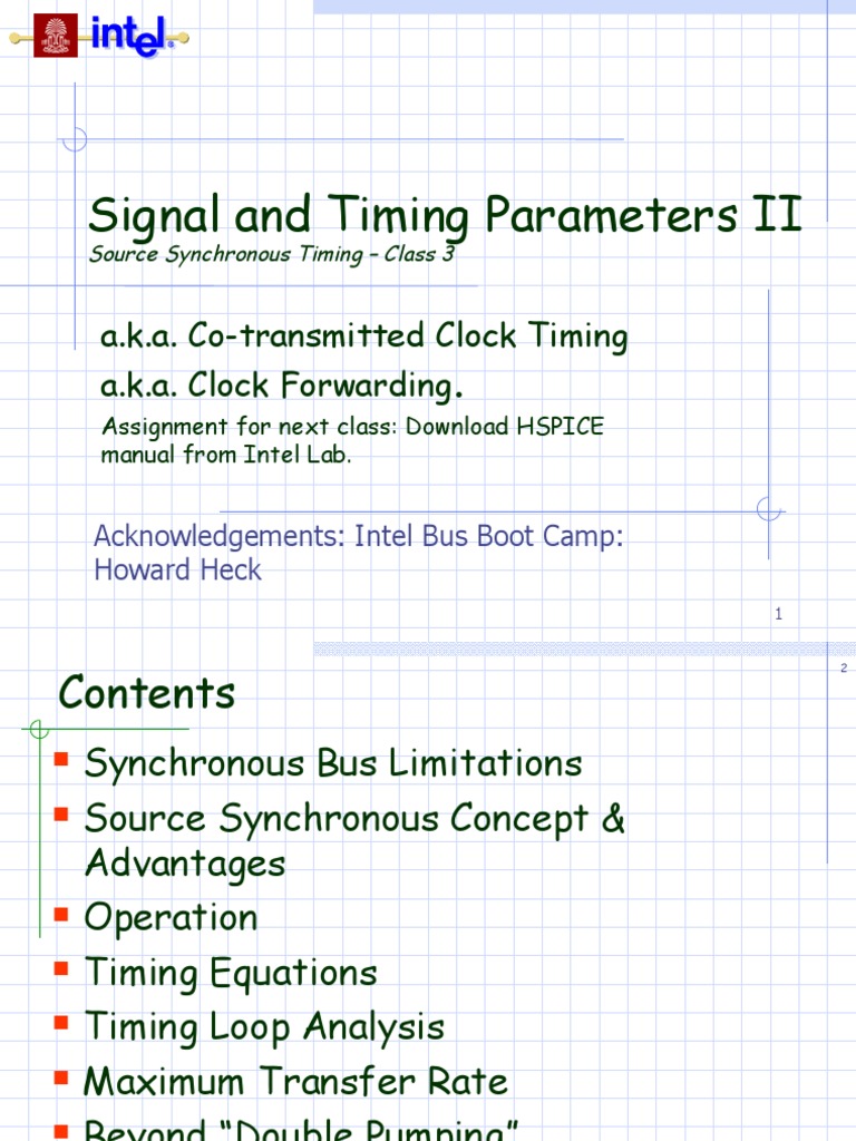 Signal And Timing Parameters Ii A K A Co Transmitted Clock Timing A K A Clock Forwarding