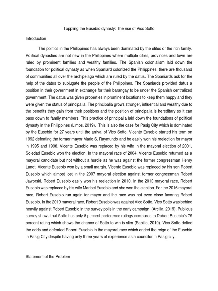 Toppling The Eusebio Dynasty PDF | PDF | Populism | Political Science
