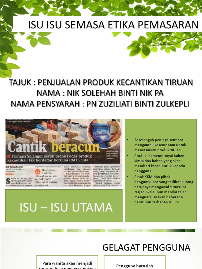 Pembentangan Isu Pemasaran | PDF | Bisnis | Pengelolaan Keuangan & Uang
